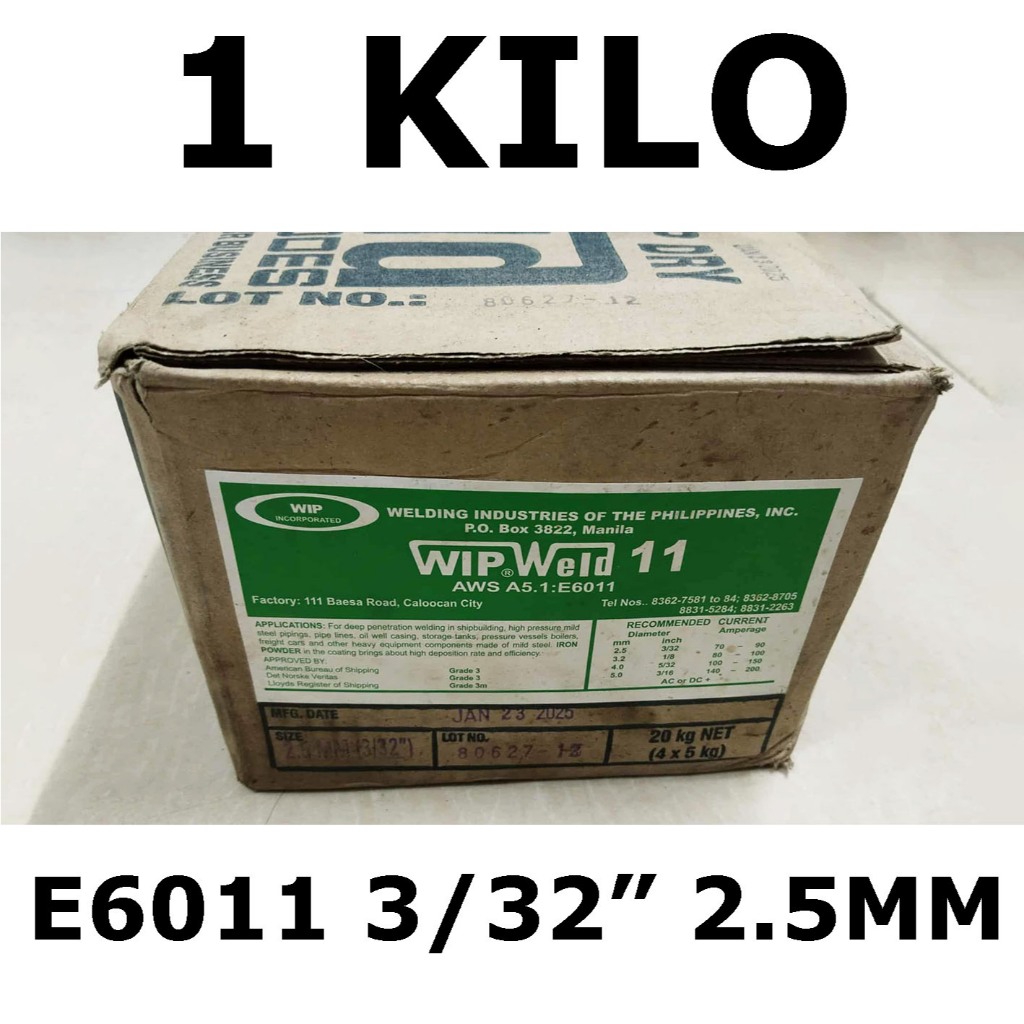 ( 1 KILO ) WIPWELD WELDING ROD WIP 11 E6011 3/32" 2.5MM === 1 KILO ...