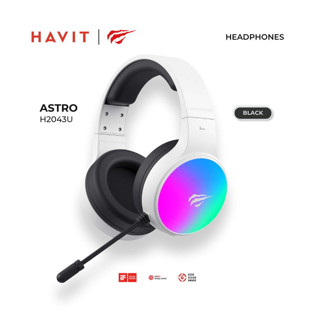 Havit Astro H2043U || USB 7.1 RGB Gaming headphone || White+Black ...