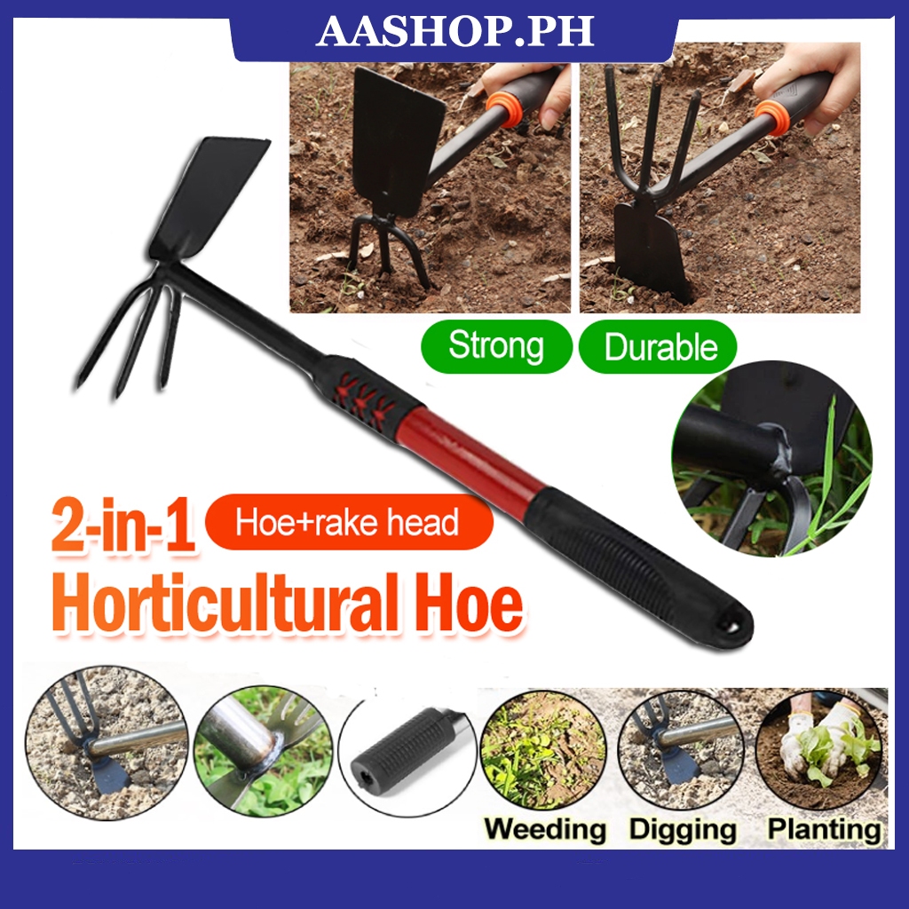 Gardening tools for planting and weeding 2in1 Iron fork Handle Hoe Rake ...
