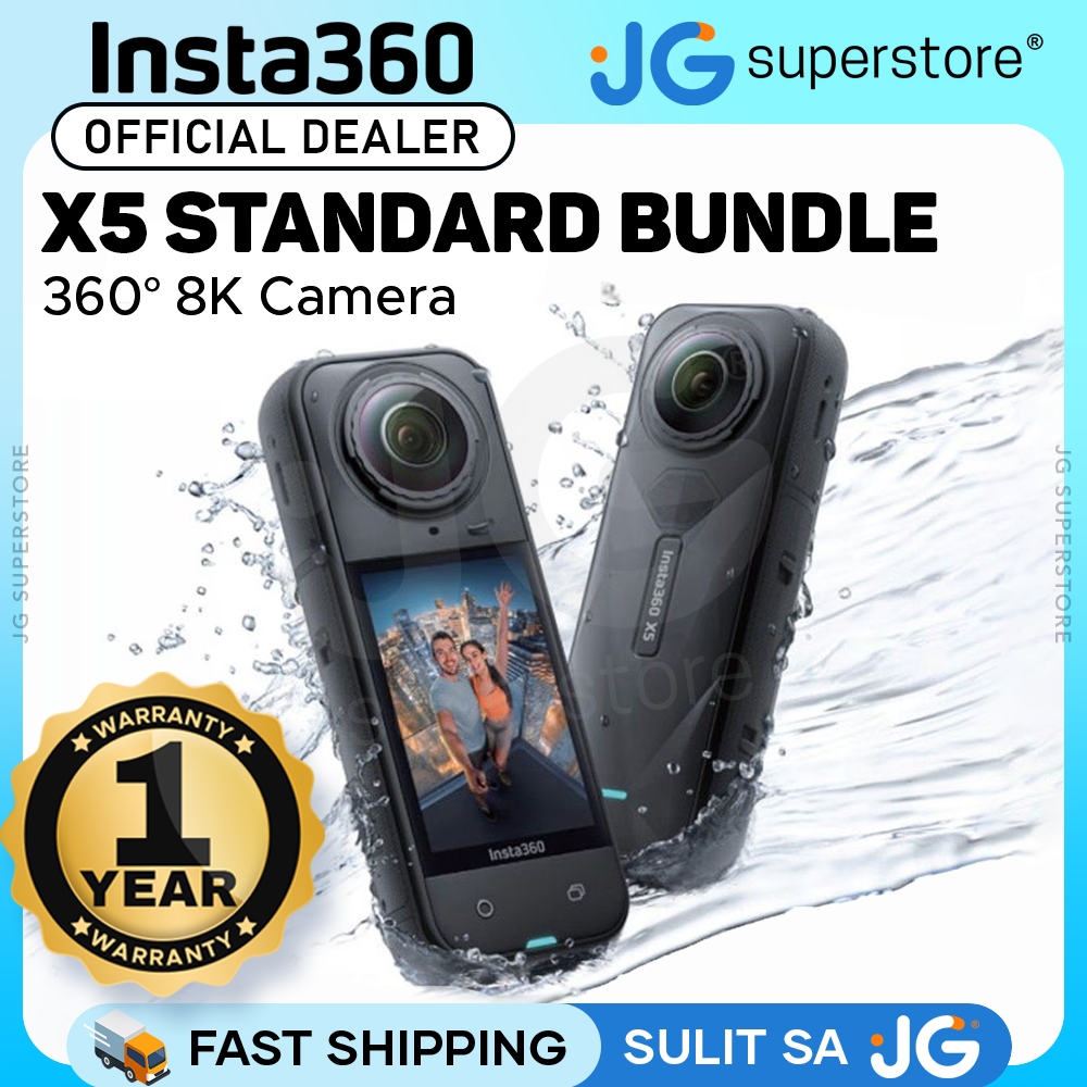 Insta360 X5 8K UHD Action Camera Essential Bundle Kit 2400mAh Max 49ft Waterproof Replaceable ...