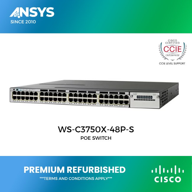 Cisco 3750X PoE Core Switch 48 ports layer 3 managed WS-C3750X-48P-S ...