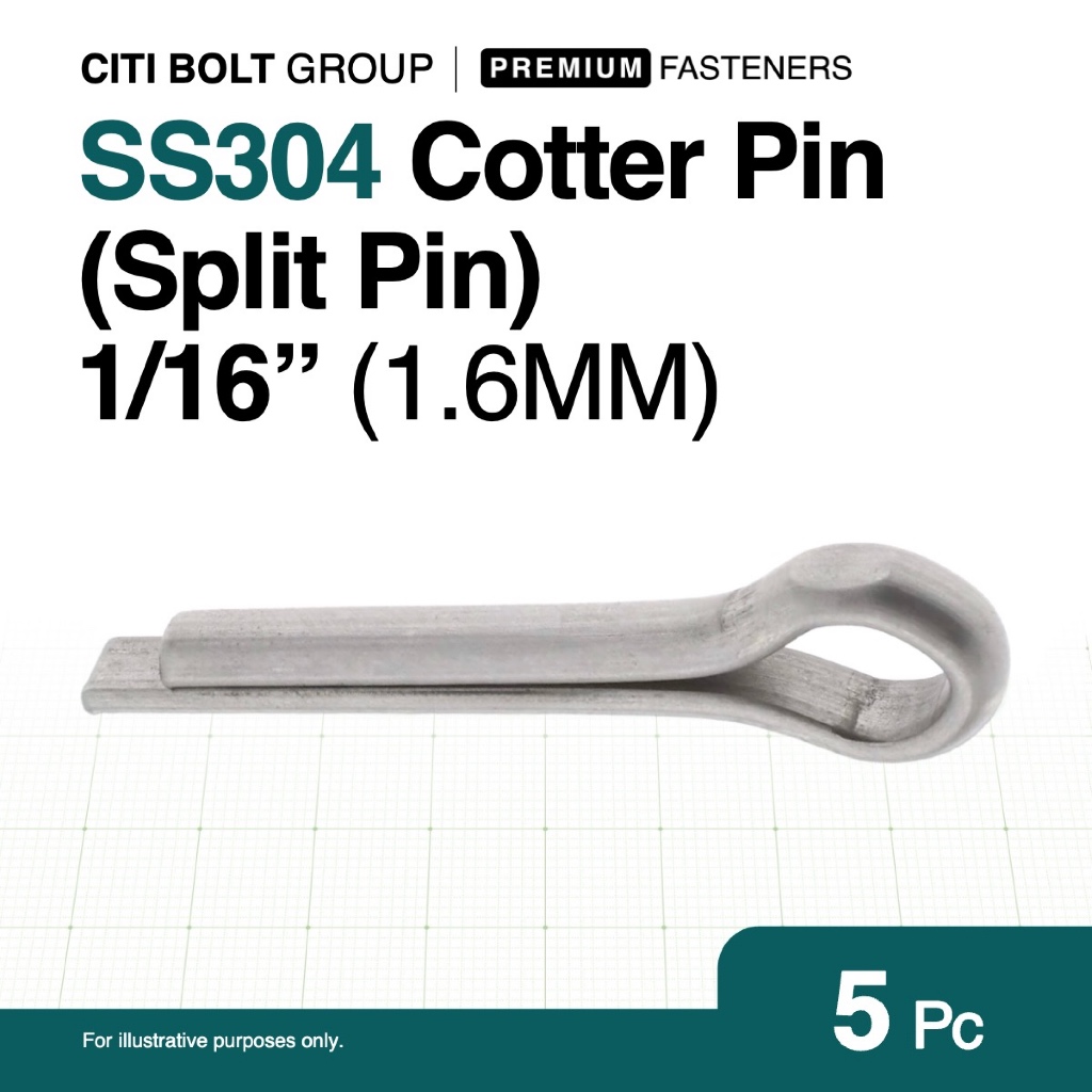 5pc 1/16 (1.6MM) Stainless Steel Cotter Pin | Split Pin | CITI BOLT ...