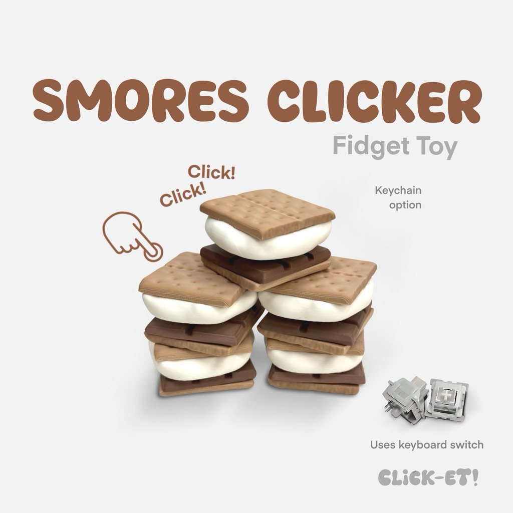 CLICK-ET! Smores Clicker Fidget by SLYCELAB 3D Printed Cute Aesthetic ...