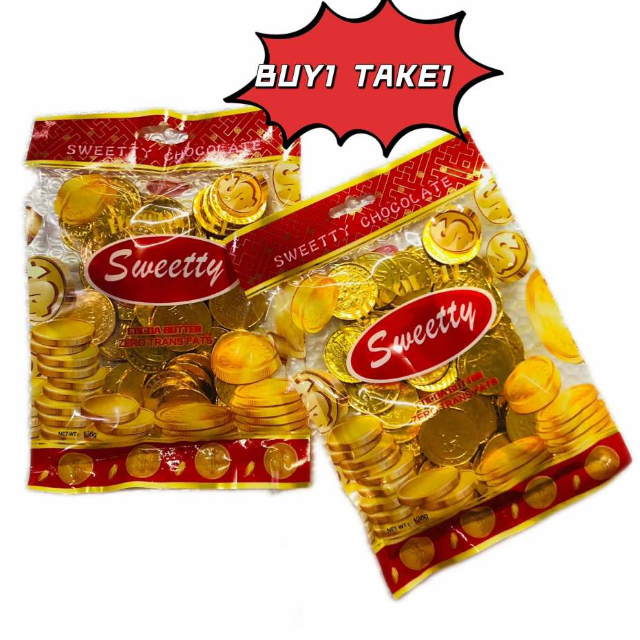 BUY1 TAKE1 2PACK GOLD COIN & GOLD PEANUT CHOCOLATE CANDY | Shopee ...