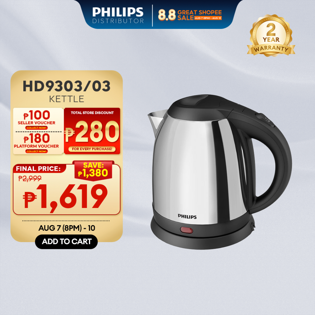 PHILIPS Electric Kettle P-HD9303-03 - Original, Safe boiling, Food ...