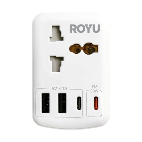 Buildmate x ROYU 250V Universal Adapter w/ Flat Pin Outlets & 4 USB ...