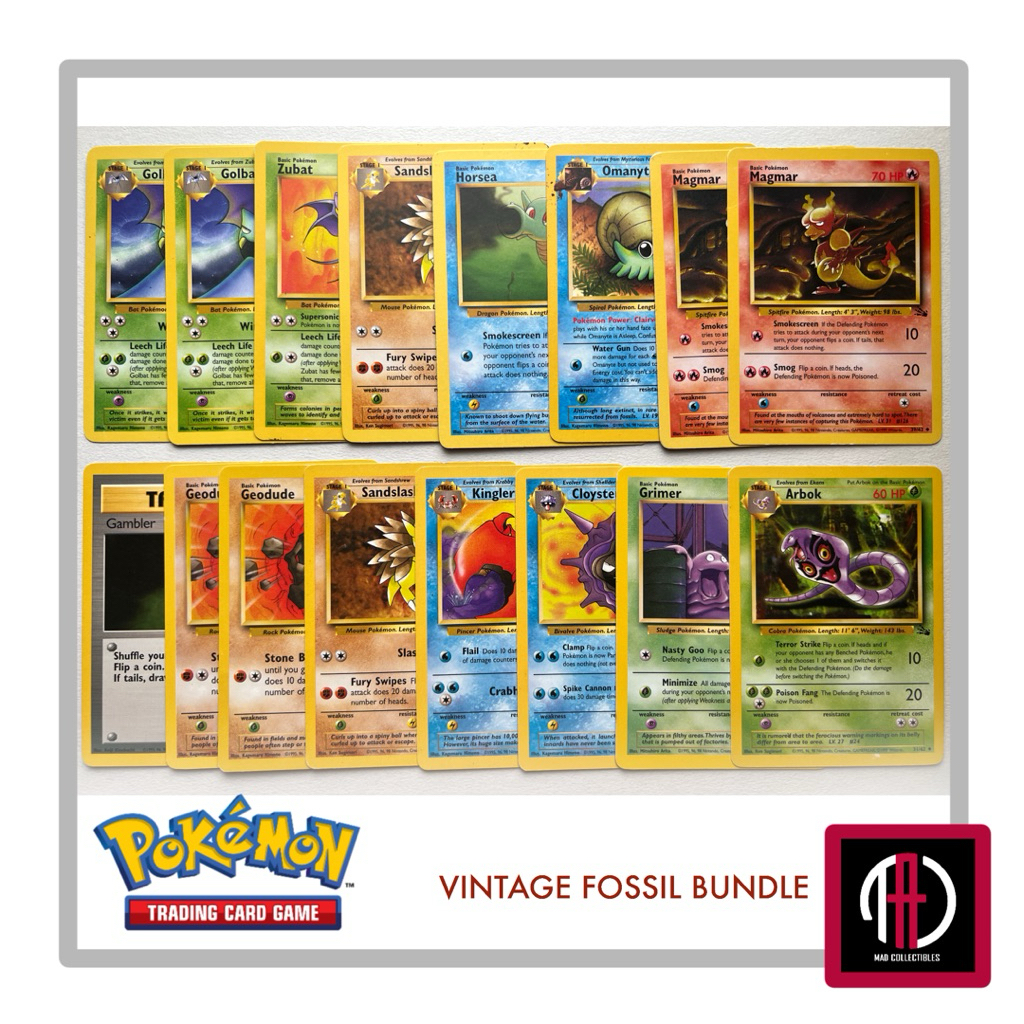 Pokemon TCG Bundles - Vintage Fossil Cards Bundle - Magmar Arbok ...