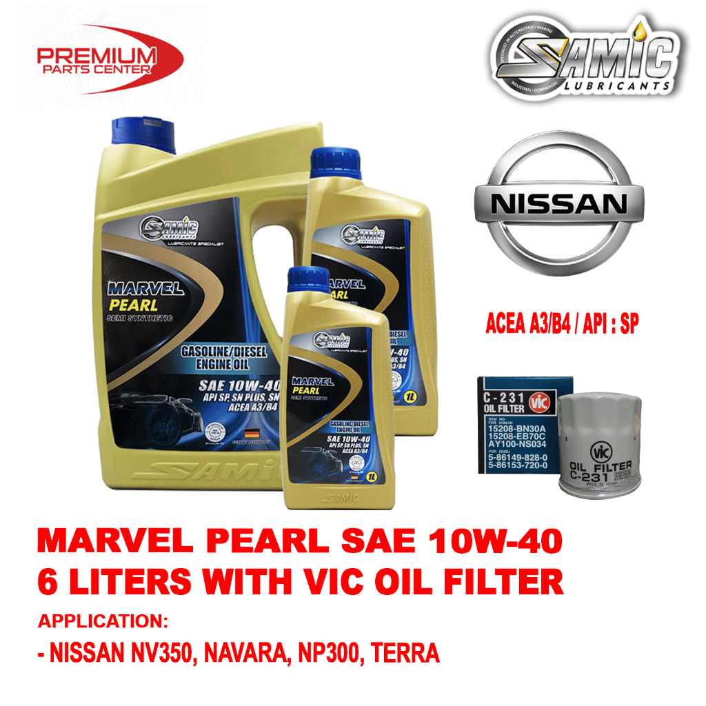 SAMIC MARVEL PEARL 10W40 6 Liters NISSAN Navara , NP300 , Terra , NV350 ...