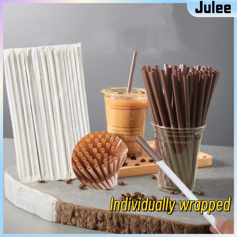 500Pcs Sugarcane Straw Individually Wrap 6mm Thin Coffee Ground Straws ...
