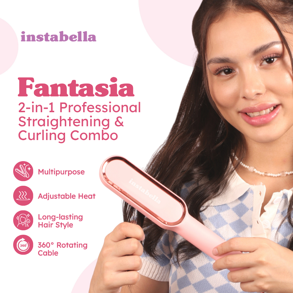 Instabella Fantasia 2 in 1 Straightening & Curling Comb hair brush ...