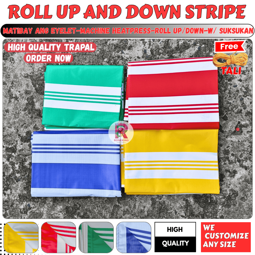 4x6, 4x7, 4x8feet STRIPE LONA TRAPAL ROLL UP FREE ROPE PANG TERRACE ...