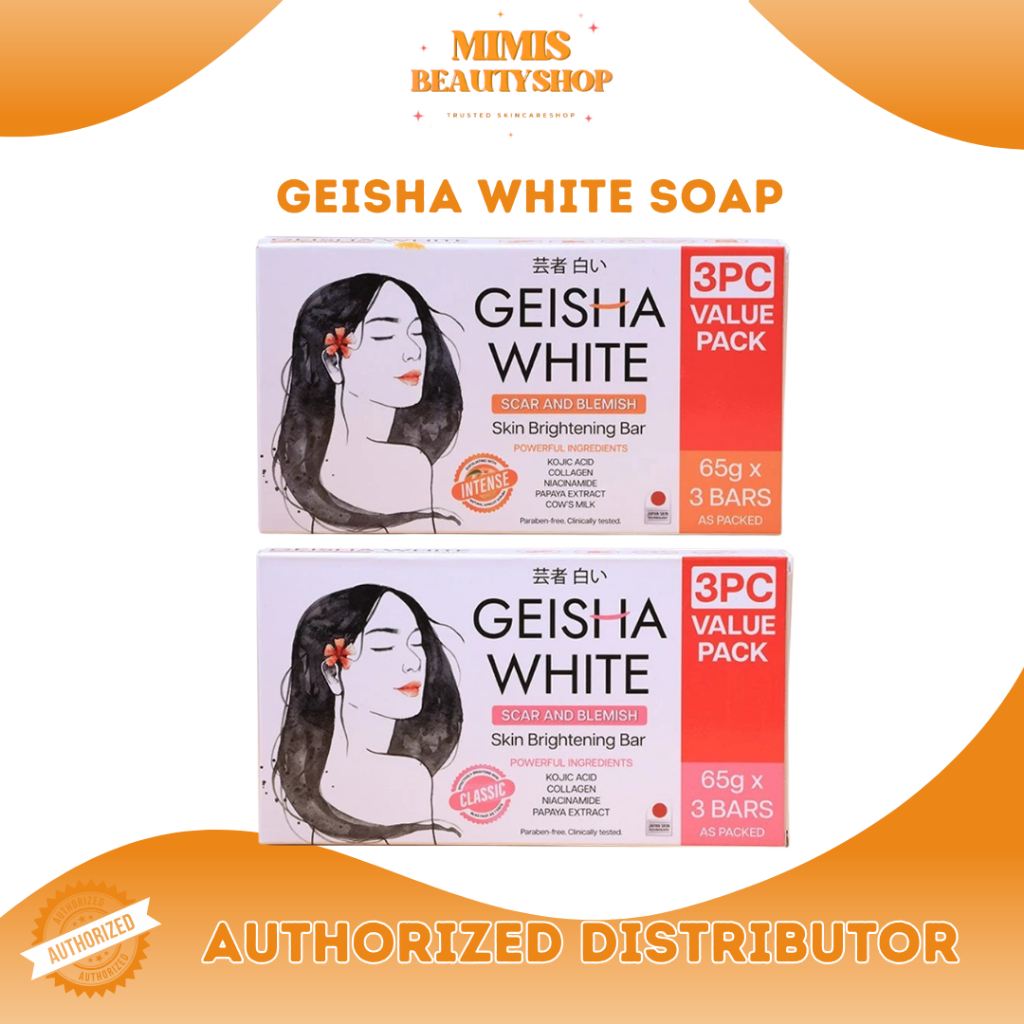 Geisha White Skin Brightening Bar 65g x3 - Kojic, Collagen, Niacinamide ...