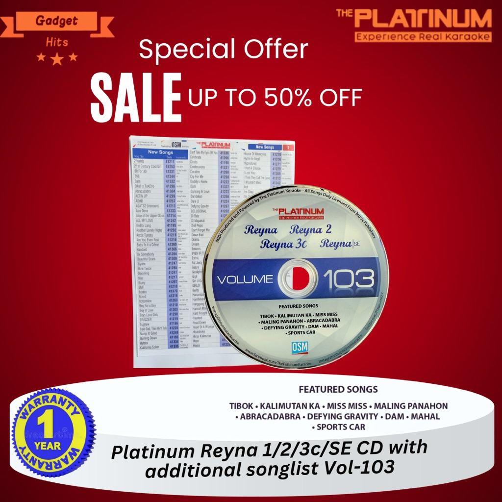Volume 103 platinum Reyna/Reyna 2/Reyna 3C/Reyna SE CD with additional songlist | Shopee Philippines