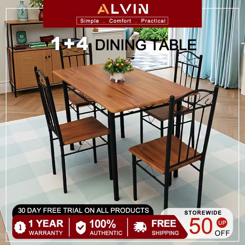 ALVIN Dining Table Set with 4 Chairs Home Living Dining Furniture ...