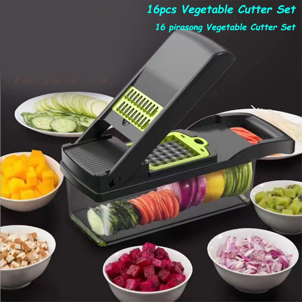 16-in-1Multifunctional Vegetable Cutter Set Kitchen Dicer Grater ...
