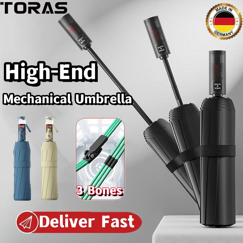 Fully automatic mechanical umbrella folding three fold umbrella, sun ...