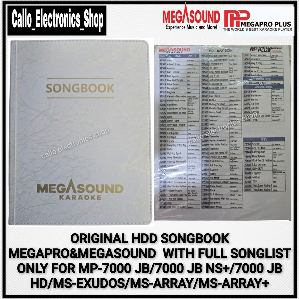 Megapro Plus And Megasound Hard Disc Songbook For MP-7000 JB/7000 JB ...