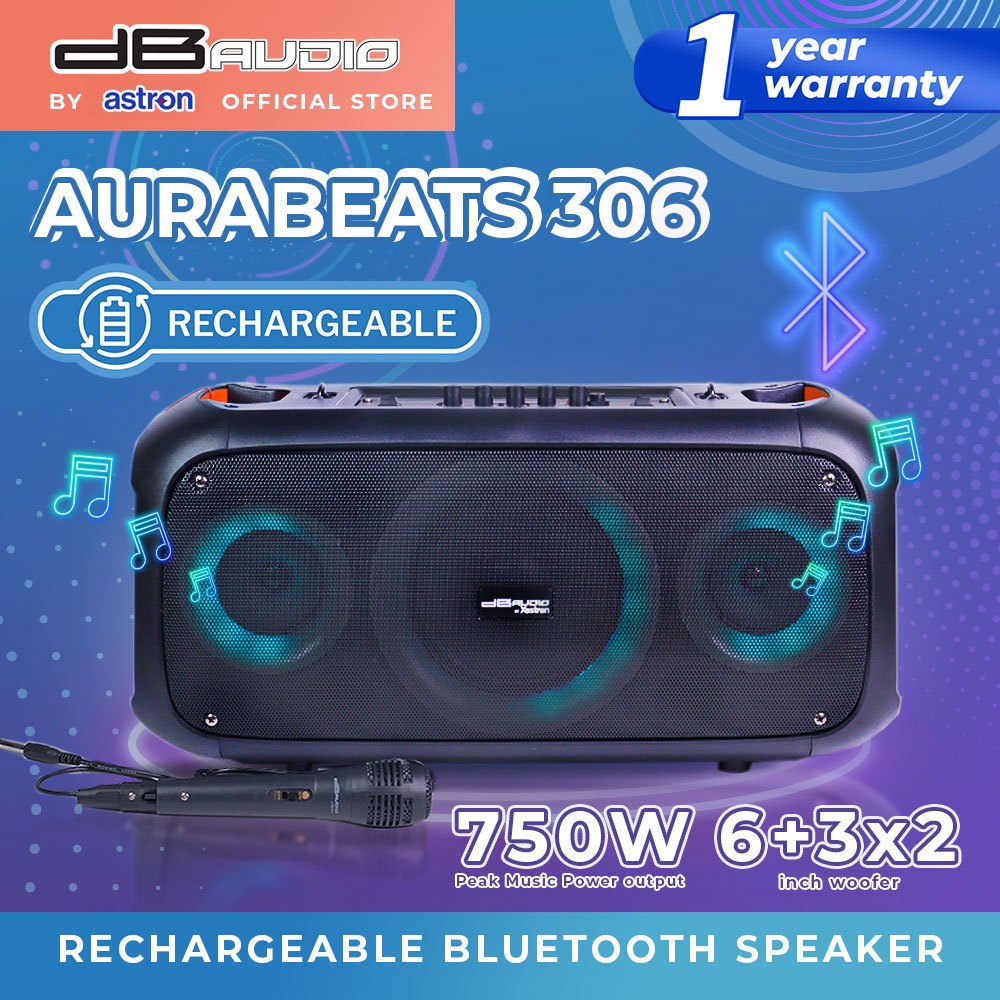DB Audio by Astron AURABEATS306 Portable Bluetooth Speaker- Outdoor or ...