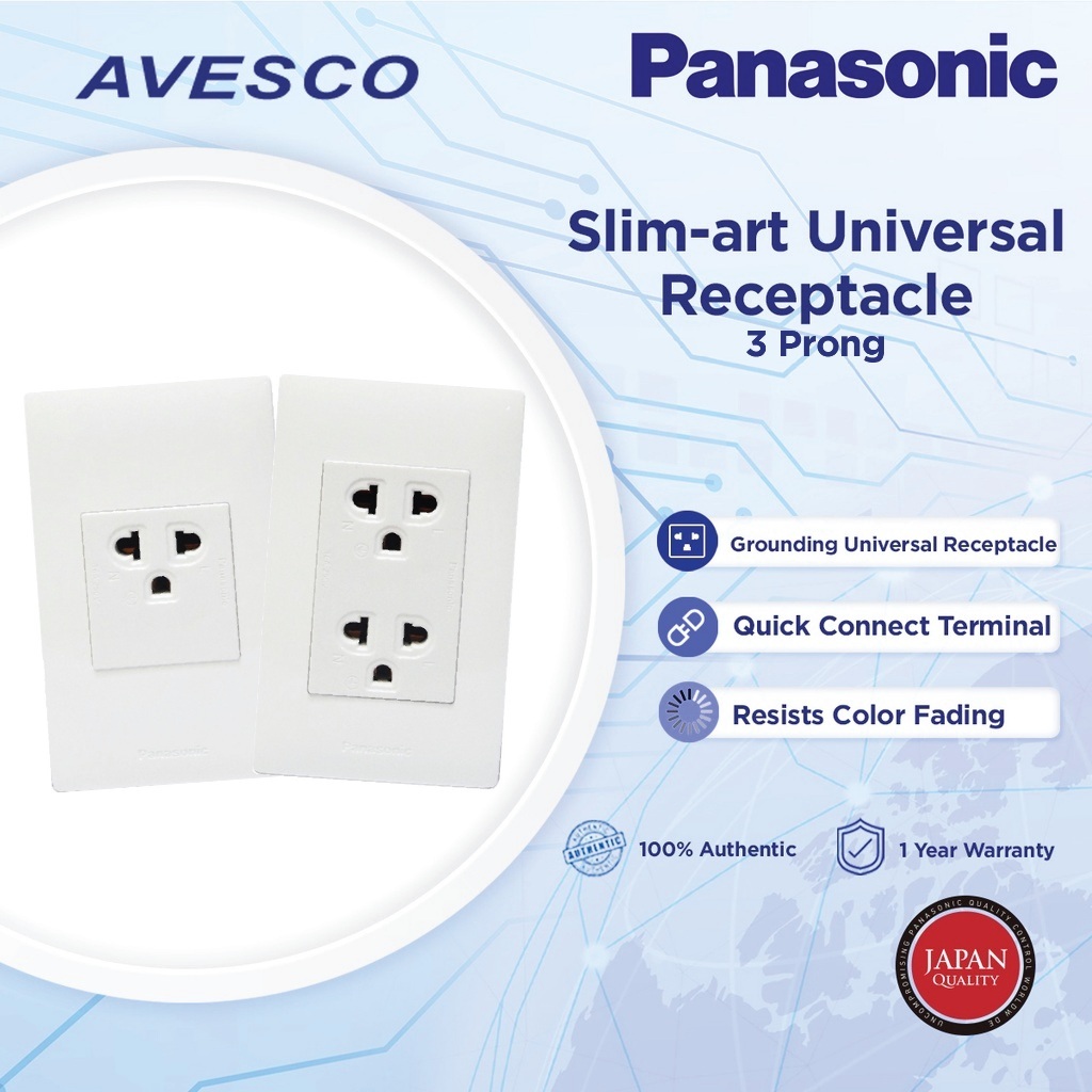 Panasonic Slim-art Universal Receptacle 3 Prong | 1 & 2 Device Slim-Art ...