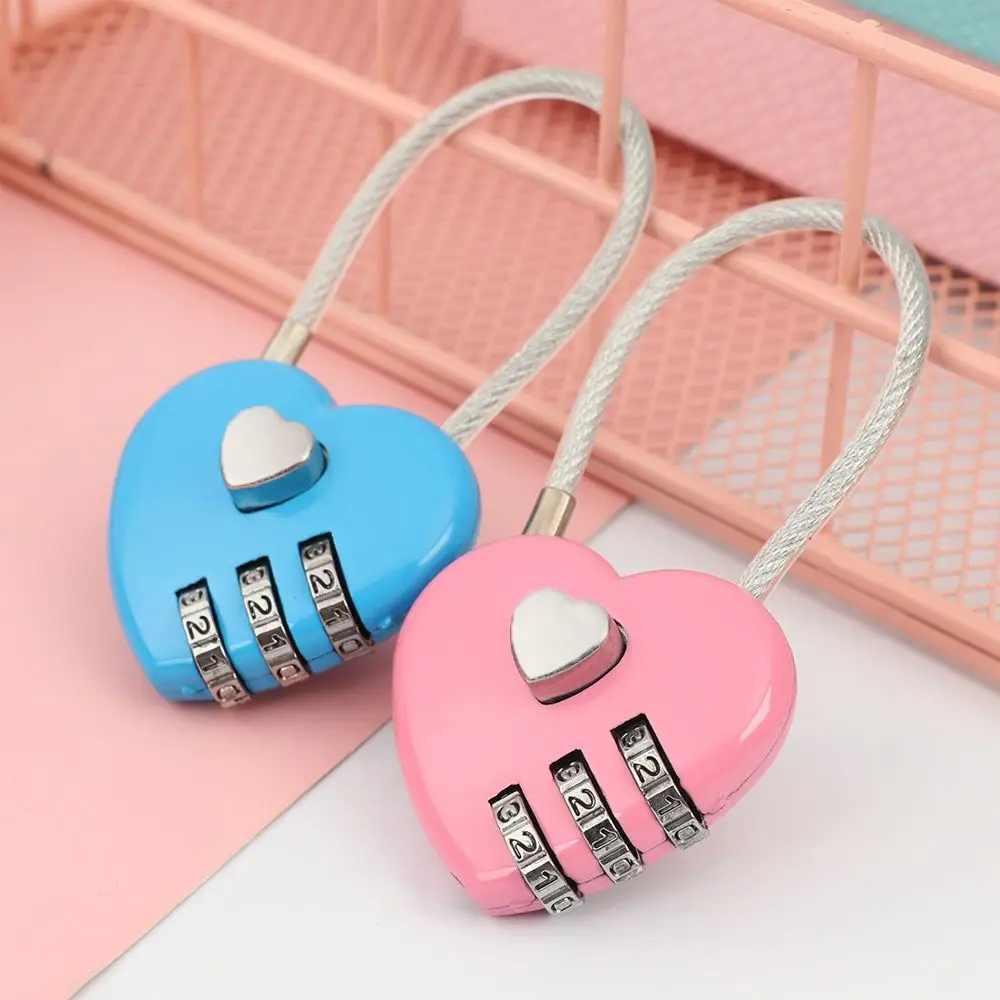 3 digit heart shaped password padlock for suitcase and travel ...