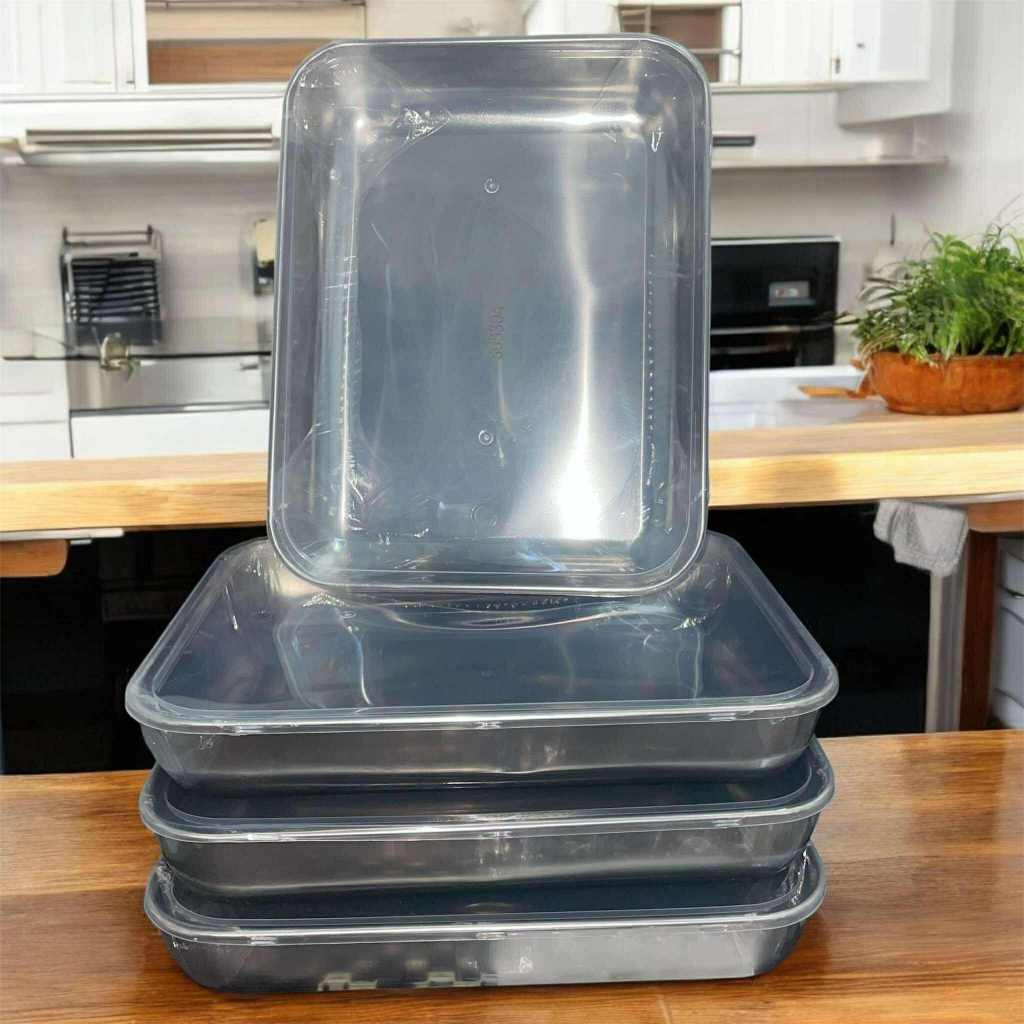 J'S Stainless Steel Tupperware Square with Plastic Lids Food Storage ...
