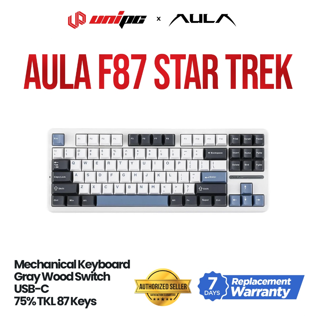 AULA F87 STAR TREK WHITE GRAY BLUE (GRAY WOOD SWITCH) | Gasket ...