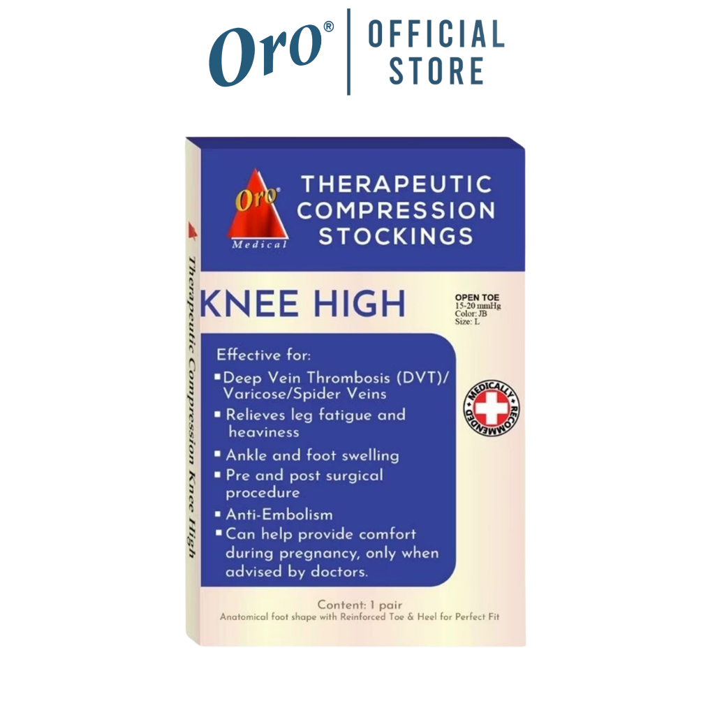 ORO Therapeutic Compression Stockings - Knee High Open Toe 15-20mmHg ...