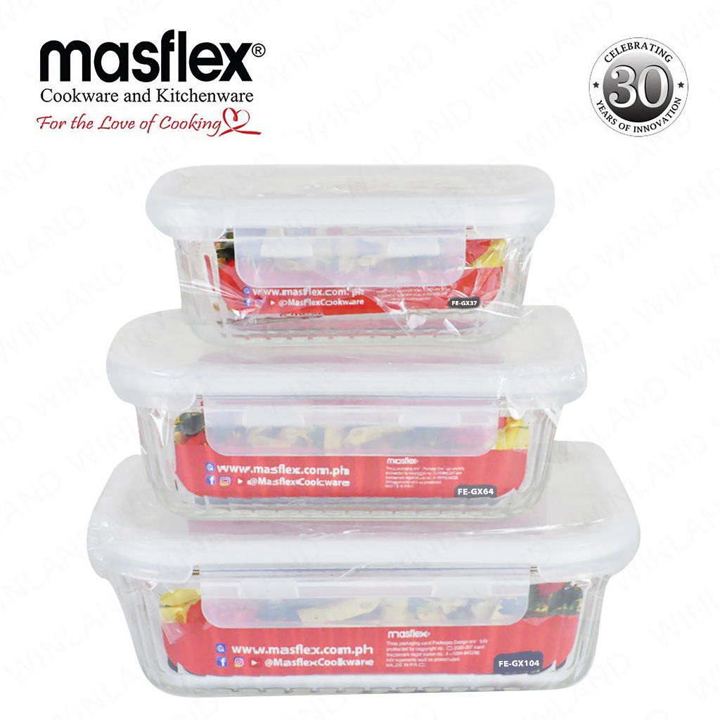 Masflex by Winland Airtight Rectangular Borosilicate Glass Food ...