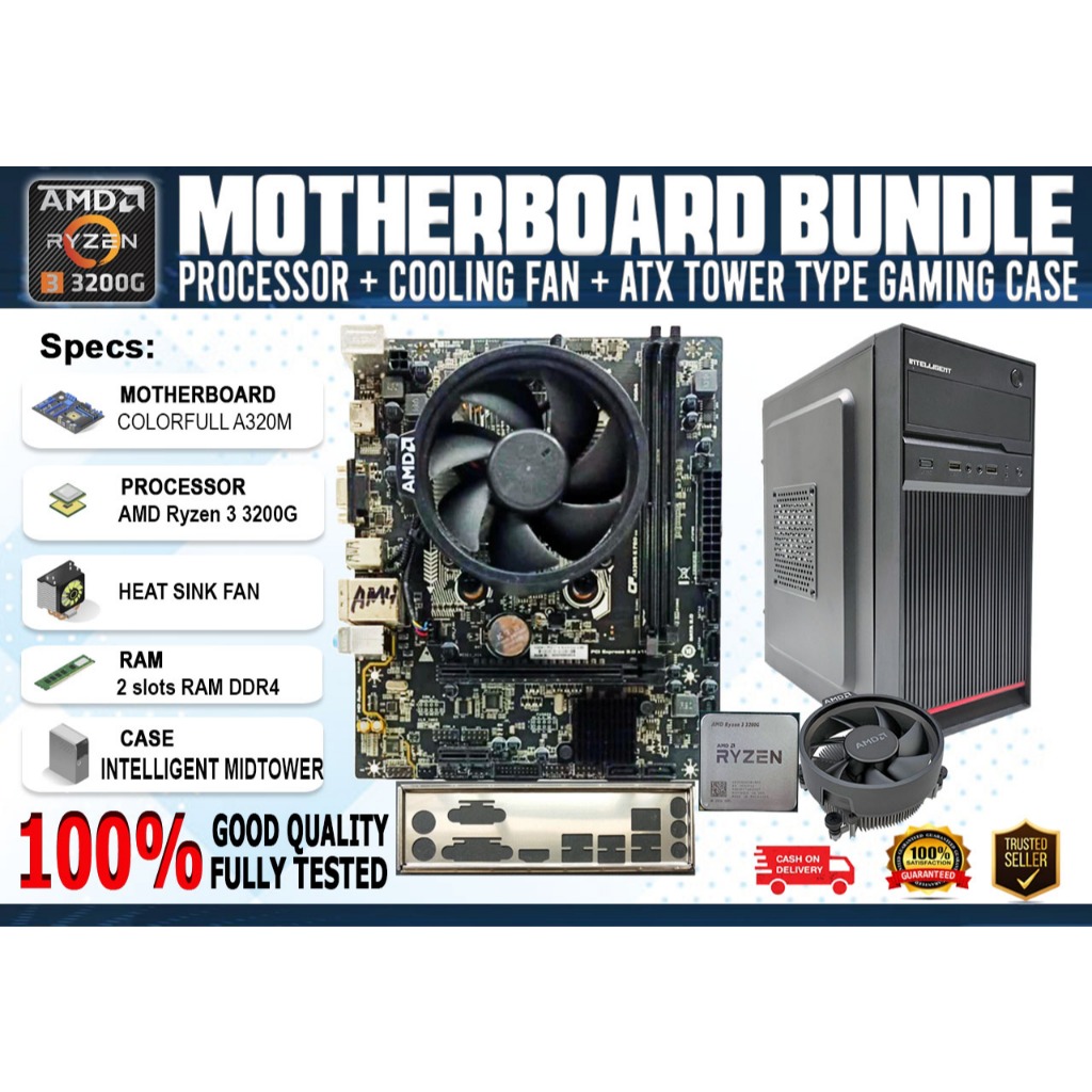 AMD RYZEN 3 3200G PROCESSOR + MOTHERBOARD + HSF + MATX CASING :100% ...