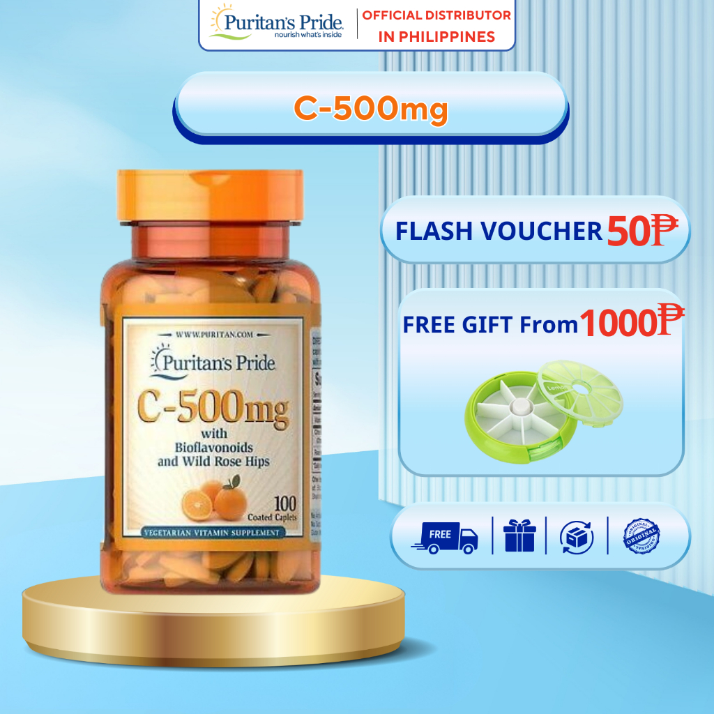 Vitamin C Puritan's Pride 500mg 100 Tablets with Bioflavonoids & Rose ...