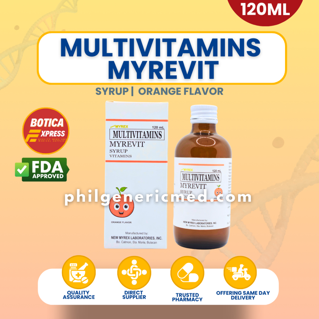 Myrevit Syrup 𝗕𝗼𝗼𝘀𝘁 𝗜𝗺𝗺𝘂𝗻𝗶𝘁𝘆 Multivitamins 120ml Orange Flavor (May ...