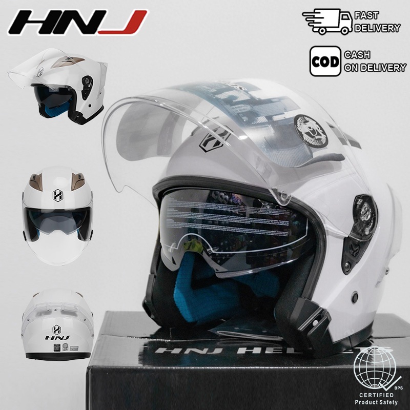 HNJ 916 Half Face Dual Visor Motorcycle Helmet ICC Sticker Women And ...