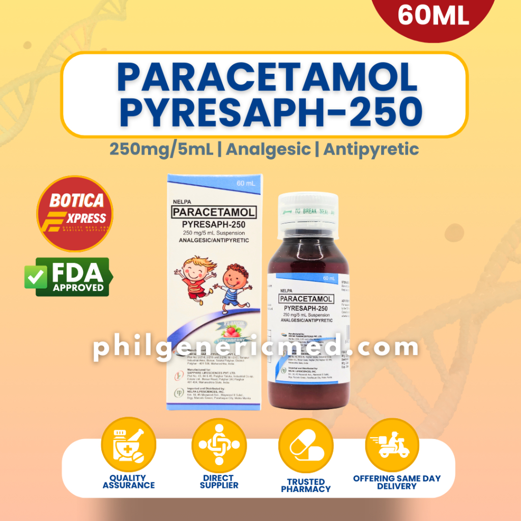 Paracetamol Pyresaph-250 250mg/5mL (60mL Syrup) | Shopee Philippines