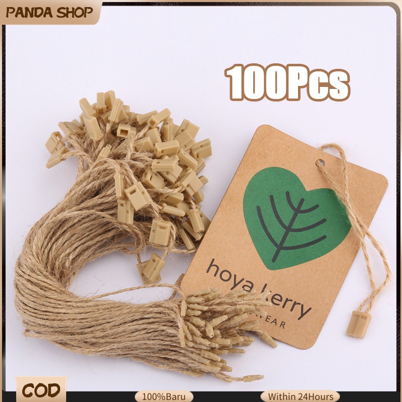 100pcs Natural Jute String Hemp Hang Tag Rope with Snap Lock for ...