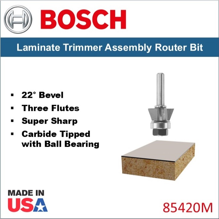 Laminate Trim Assembly Router Bit, 22-degree Bevel, 3/8-inch Carbide ...