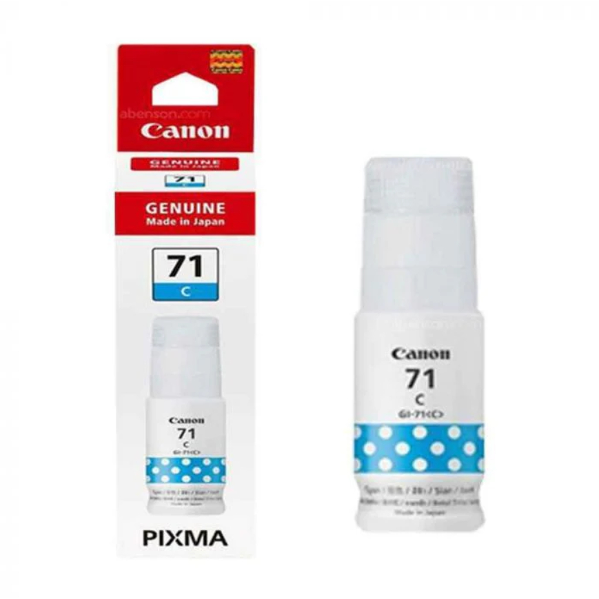 Canon GI-71 ink bottles pigment black (PGBK) and dye-based color Cyan ...