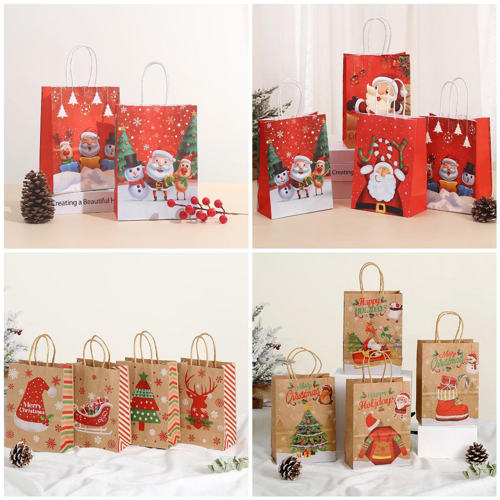 Agar.shop 10pcs Merry Christmas Santa Clause Gift Paper Bag 2 Sizes S/M ...