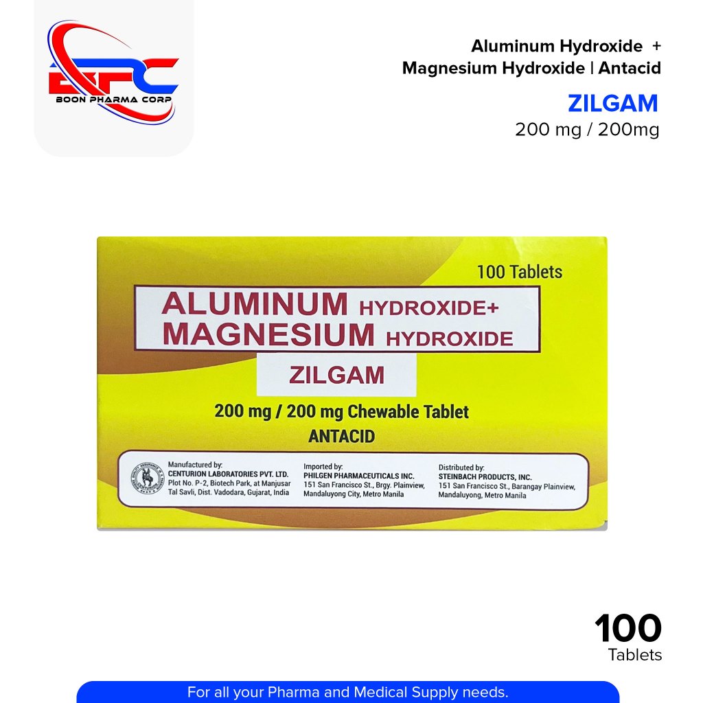 ZILGAM Aluminum Hydroxide + Magnesium Hydroxide Antacid 200 mg / 200 mg ...