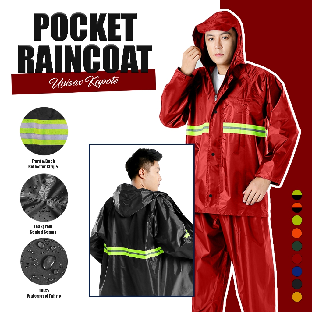 Pocket Unisex Kapote Motorcycle Rider Raincoat / Raincoat Set Jacket ...