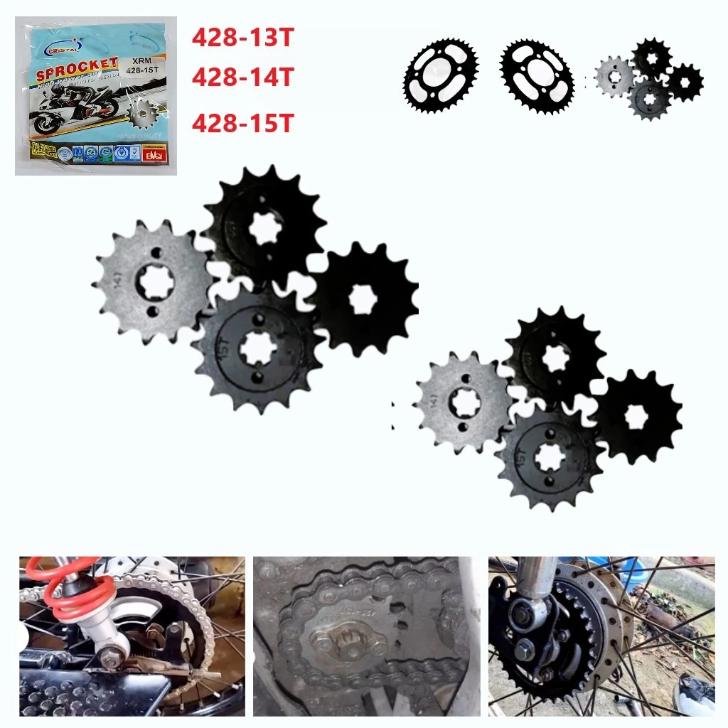 CRISTAL FRONT SPROCKET for TMX / HD3 / BARAKO / CG125 MOTORCYCLES (428-13T/14T/15T/16T) | Shopee ...