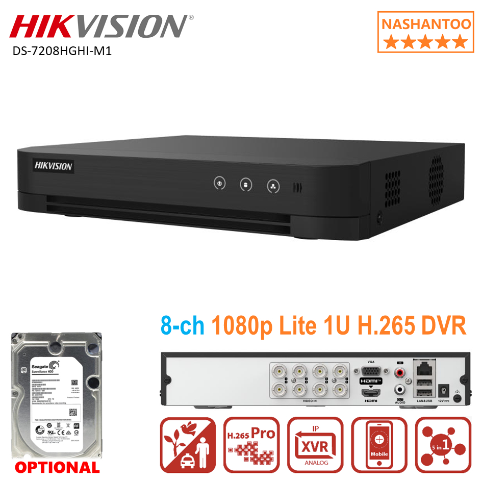 HIKVISION 8CH DVR DS-7208HGHI-M1 8CH 1080p Lite H265+ DVR 1 SATA ...