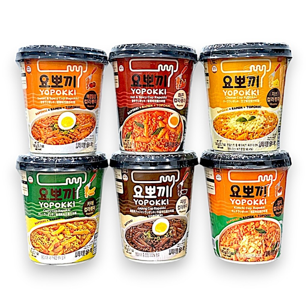 Yopokki Rice Cake and Ramen Rapokki/Rabokki Cup - 145g - Sweet,Hot,Cheese,Jjajang,Curry,Kimchi ...