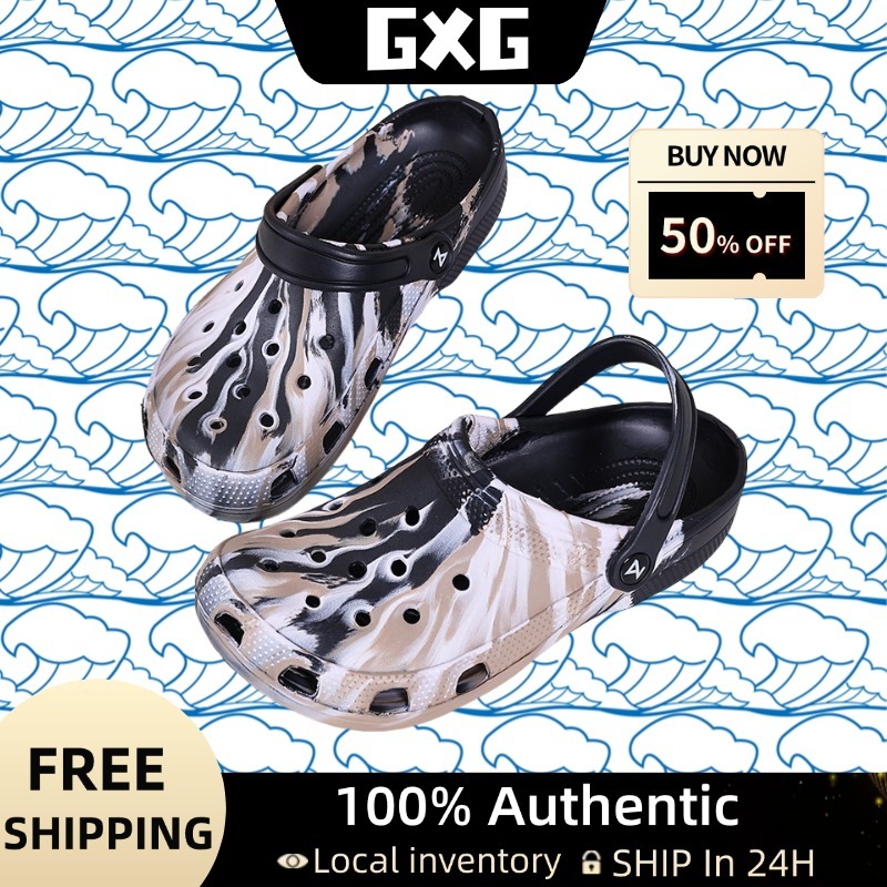 GXG HOT Crocs men graphic tie dye clog couple sandals solid color official sandals for men ...