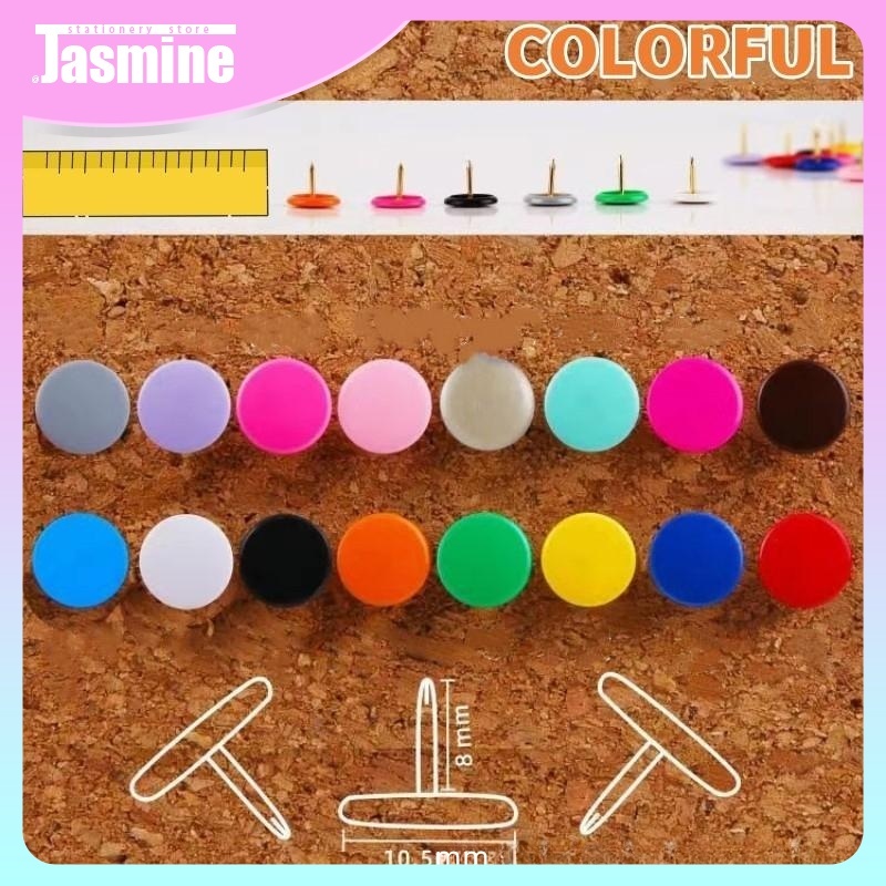 100PCS/Box Colorful Pushpin Flat Head Positioning Tacks | Shopee ...