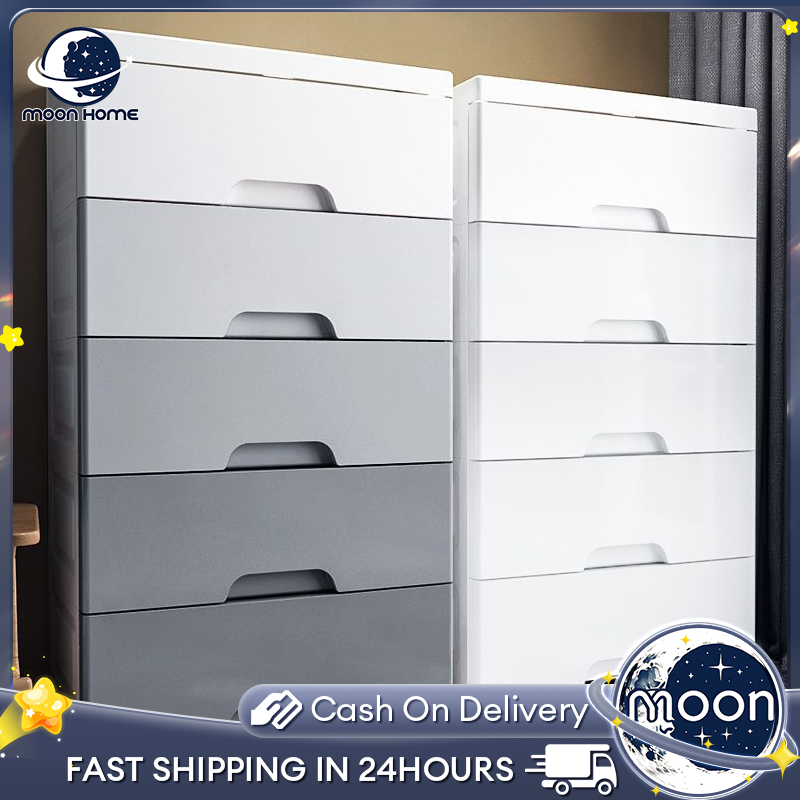 MOON 3-7 Layer 36cm Wide Drawer Clothes Cabinet Storage Plastic Durabox ...