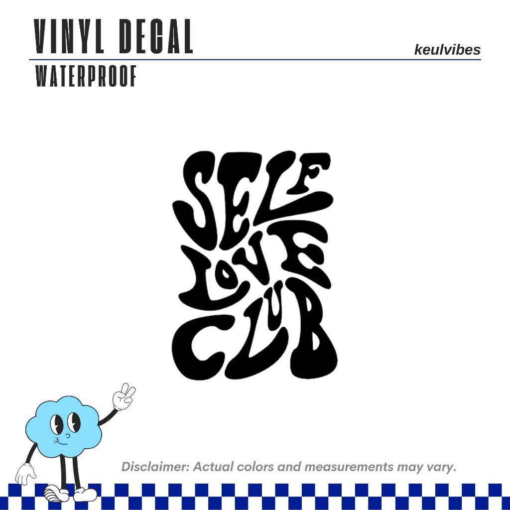 SELF LOVE CLUB swirl Vinyl Decals word aesthetic laptop motor bike car ...