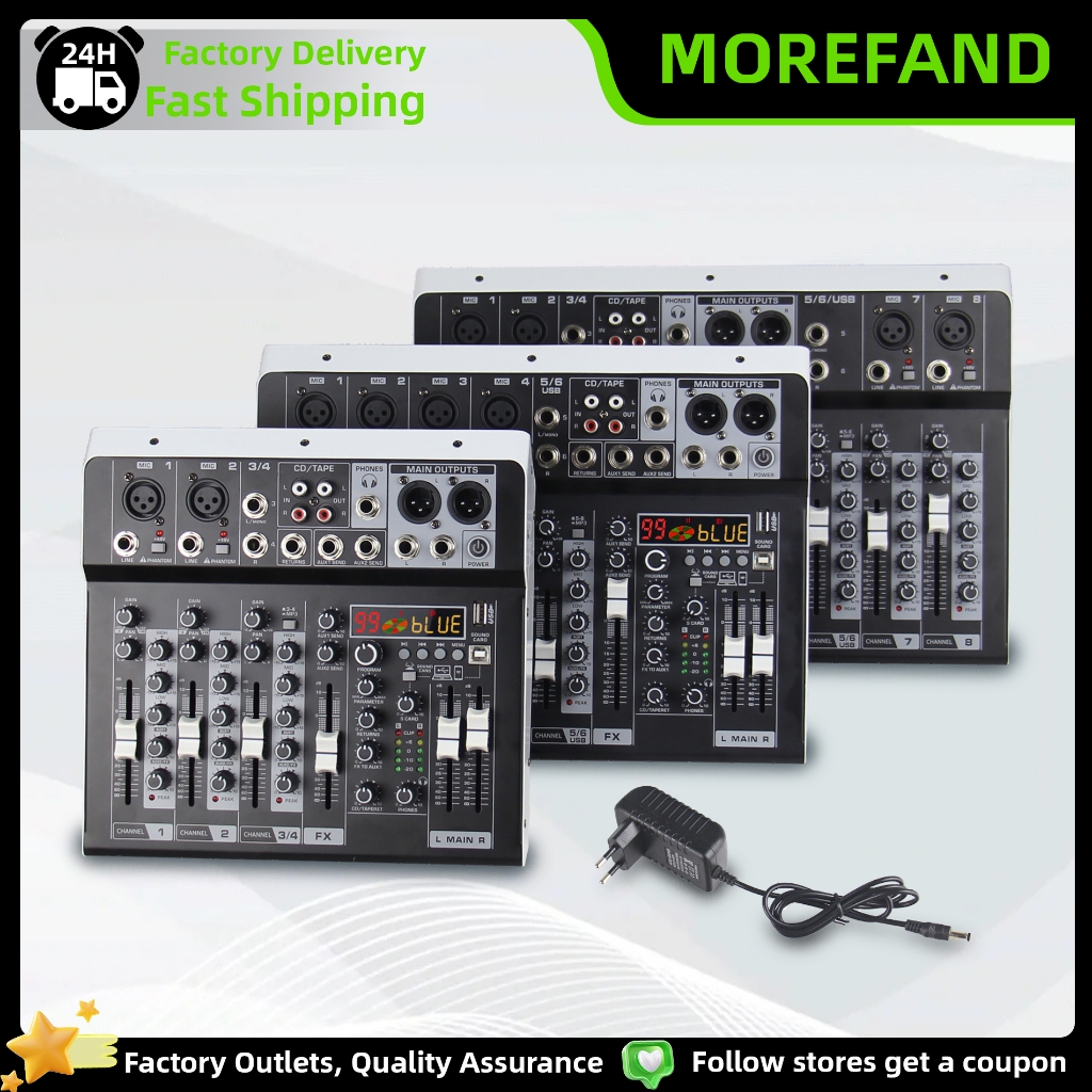 Audio mixer 4 channel audio interface Bluetooth recording USB Mp3 ...