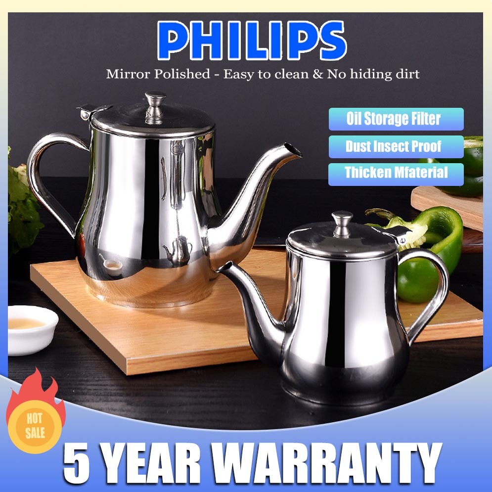 PHILIPS Stainless Steel Oil Container Strainer Kitchen Oil Filter Pot ...