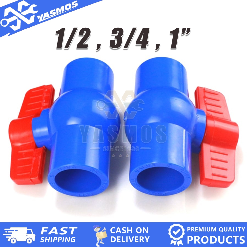 Yasmos PVC Ball Valve Blue Plumbing Fixtures Gate Valves 1/2",3/4",1 ...
