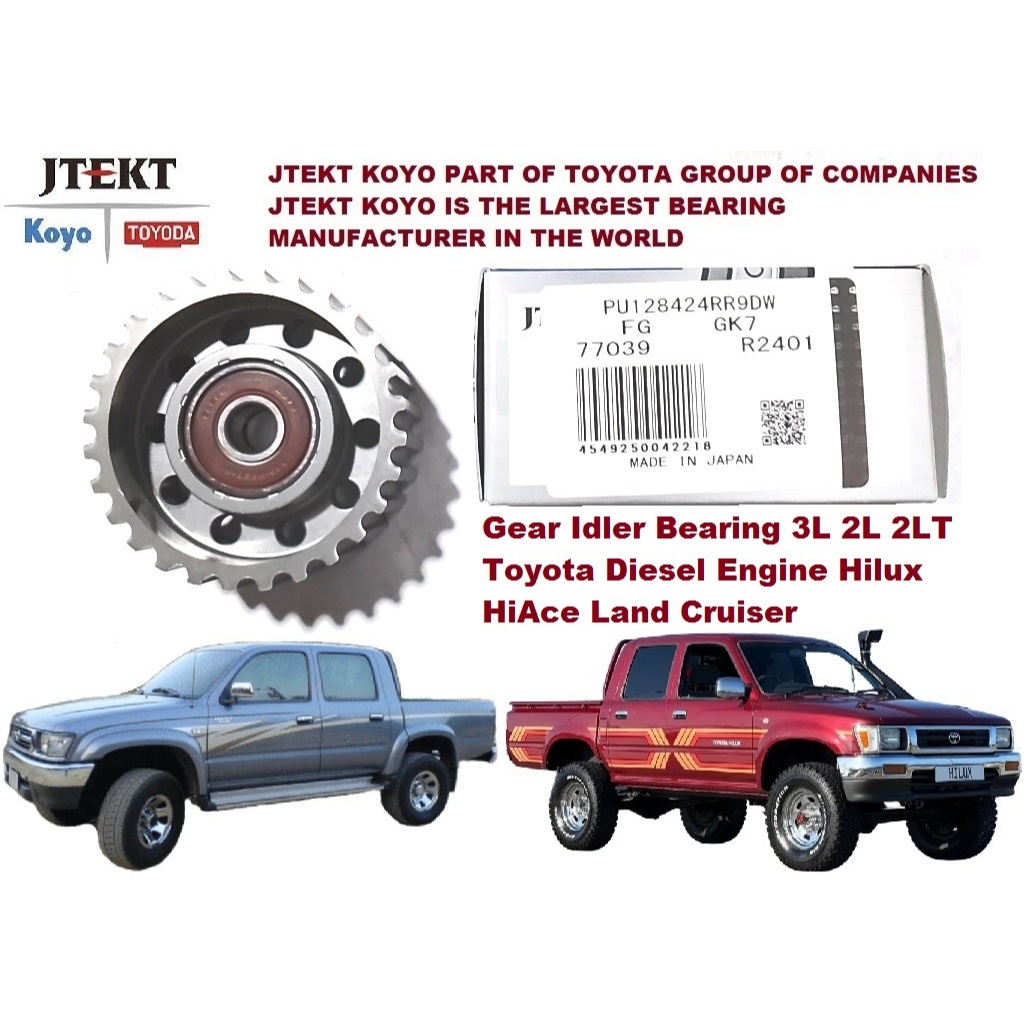 Gear Idler Pulley Bearing 3L 2L 2LT Toyota Diesel Engine Hilux HiAce Land Cruiser PU128424RRDW ...